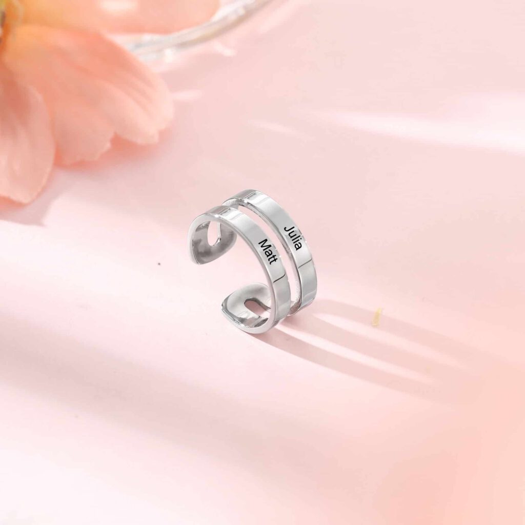 Two Name Ring - Ring with Two Names [Gold & Silver] | FARUZO