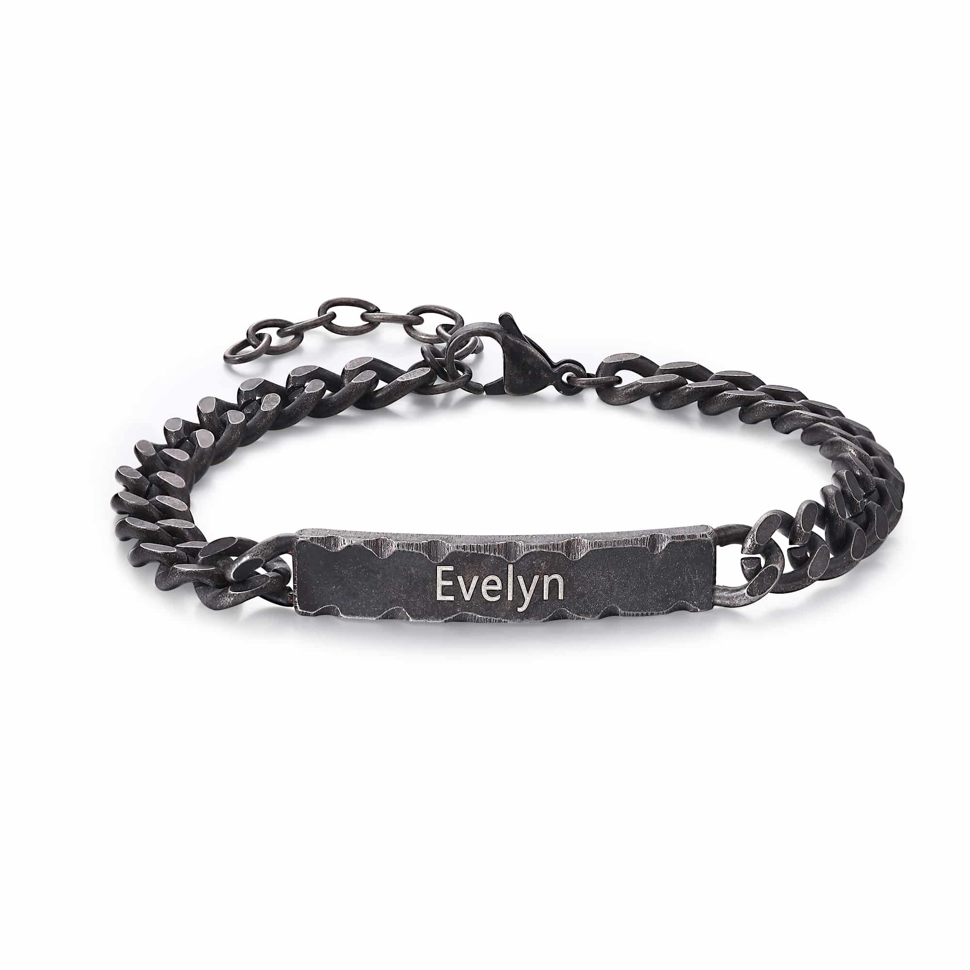 Custom Black ID Bracelet for Men | Personalized Engraving