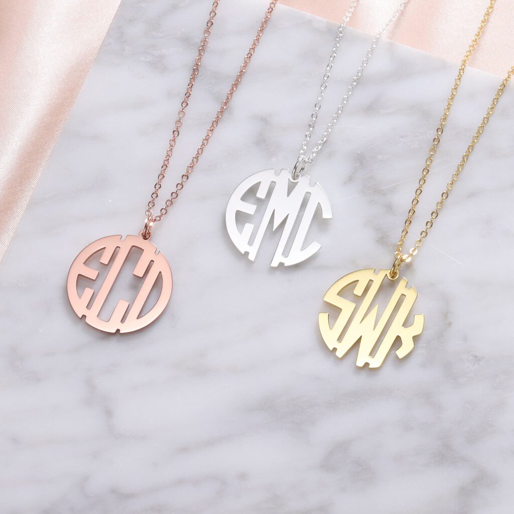 Block Letter Monogram Necklace [Silver, Gold]