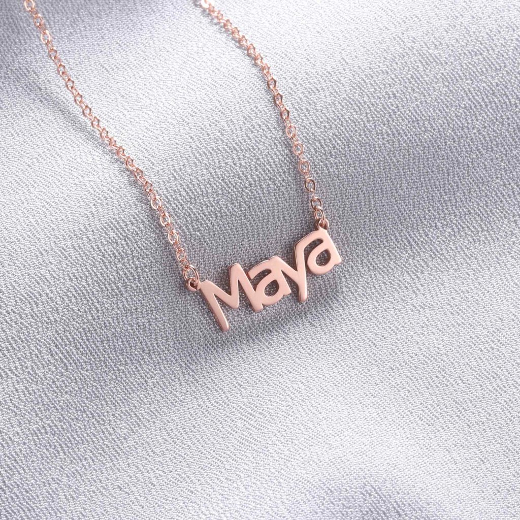 Custom Block Name Necklace - Gold, Silver & Rose Gold