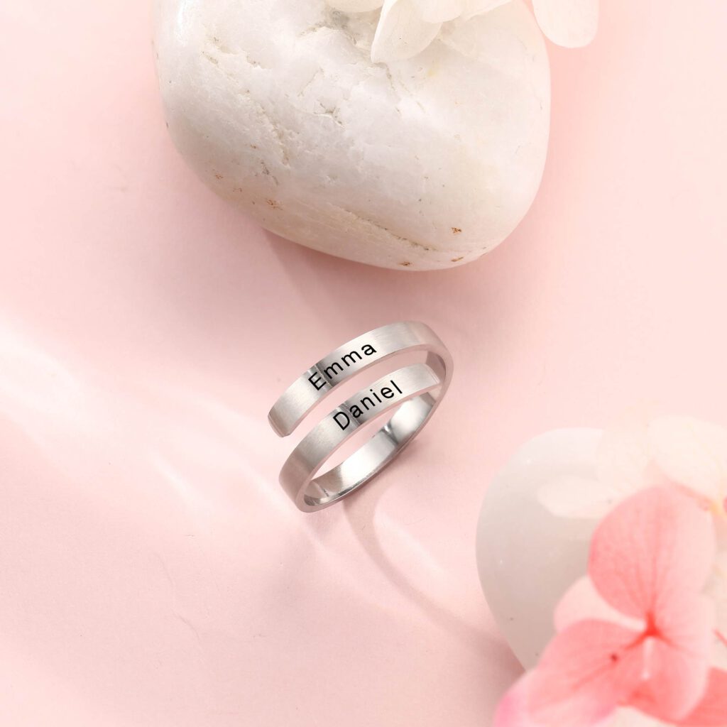 Personalized Double Name Ring – Custom Engraved for Couples