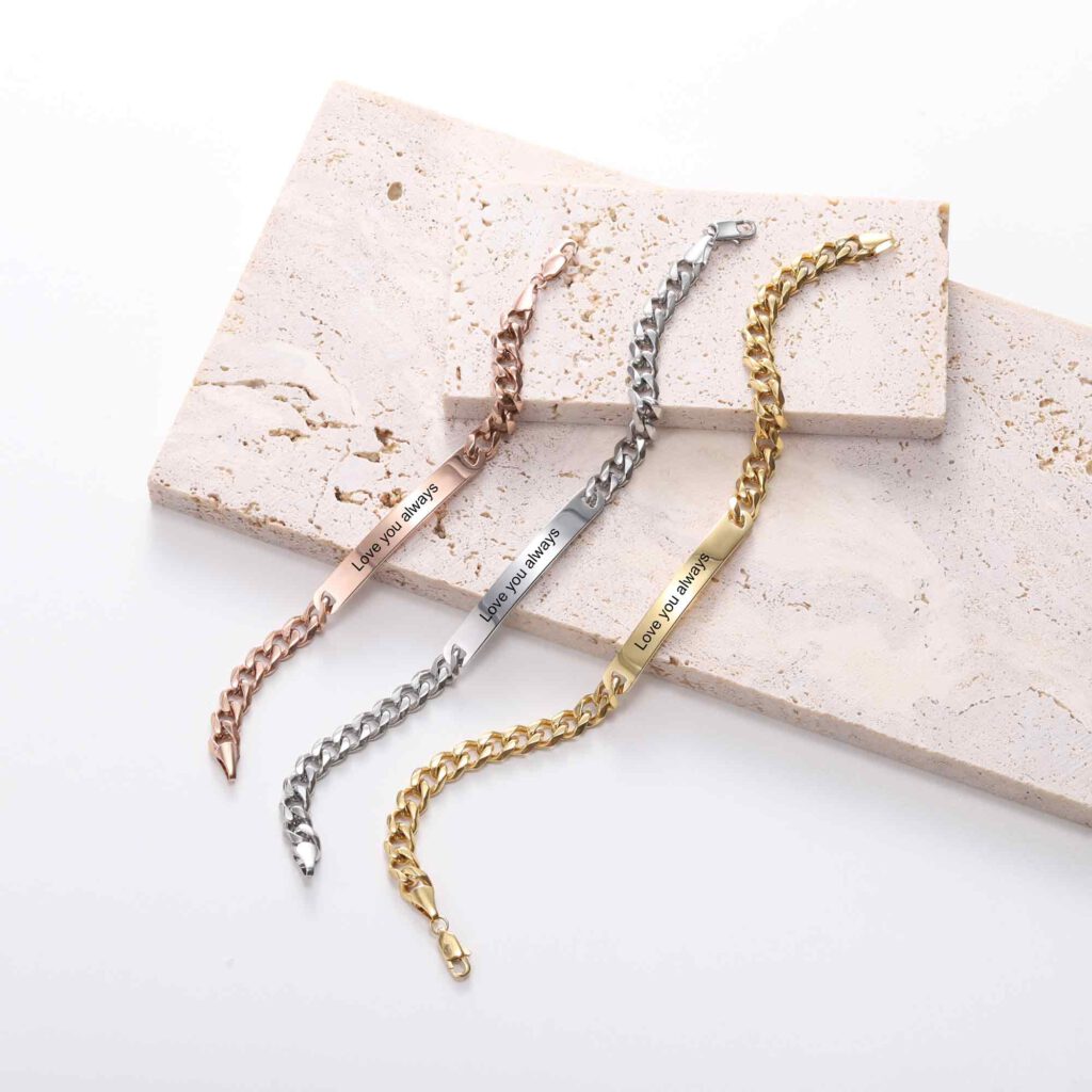 Custom Engraved ID Bracelet – Stylish Curb Chain for Him & Her