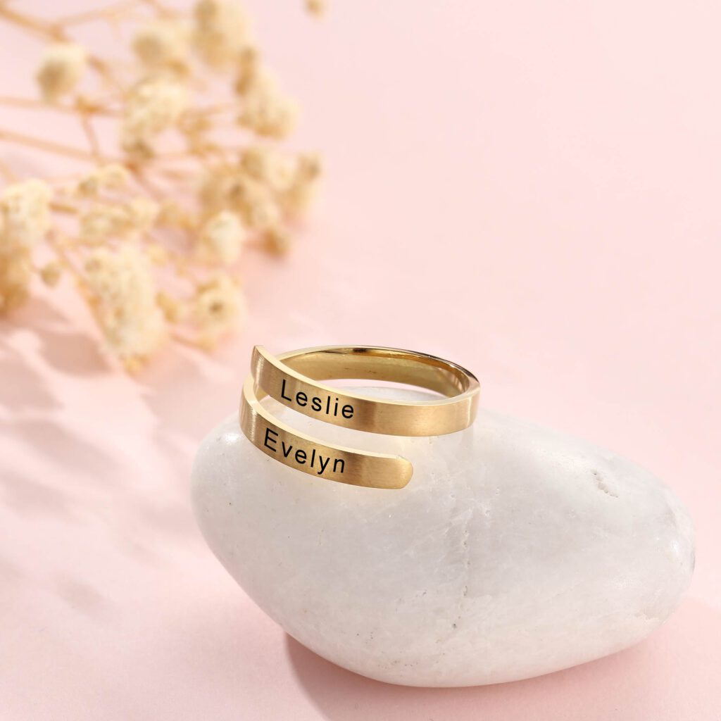 Personalized Double Name Ring – Custom Engraved for Couples