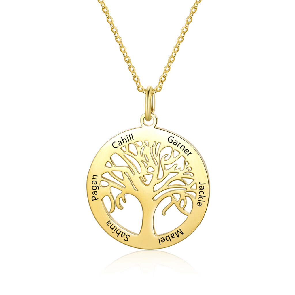 Personalized Family Tree Necklace with Kids' Names – Up to 6 Names