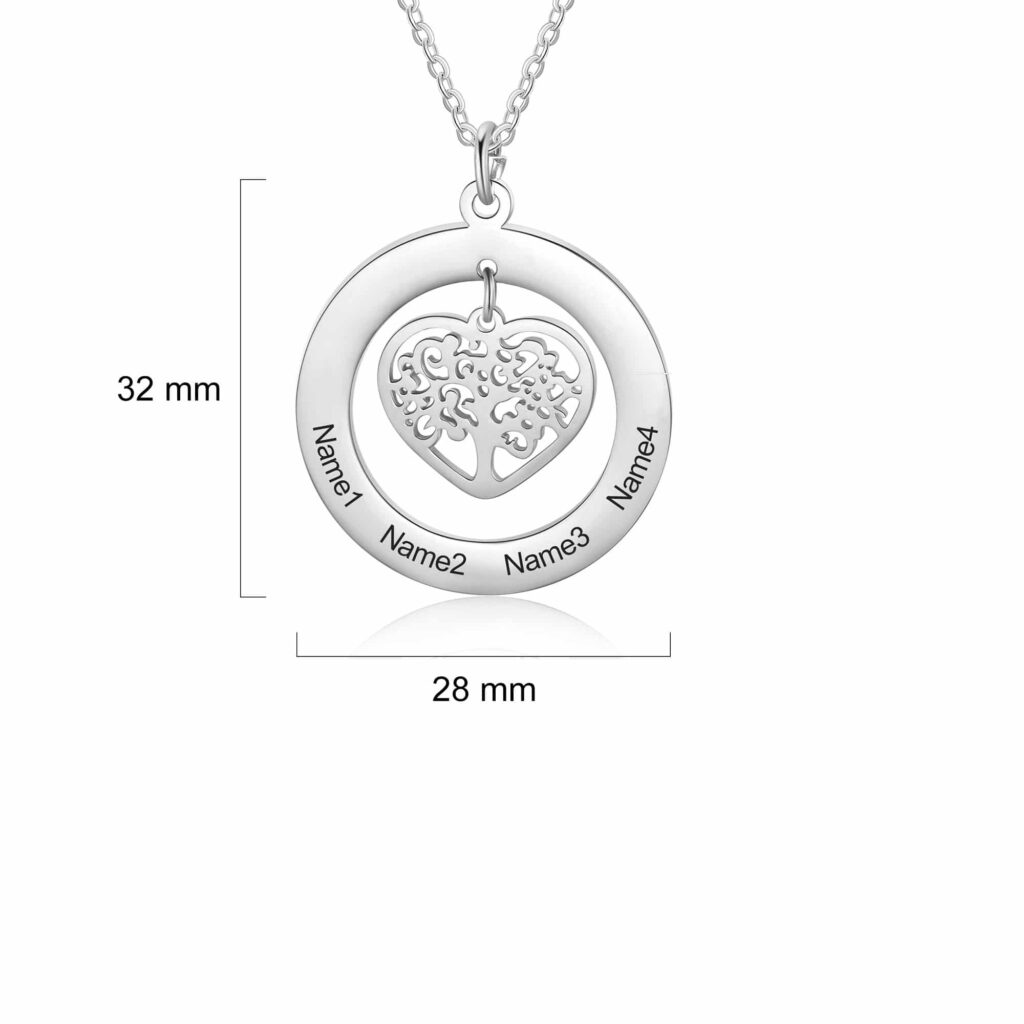 Personalized Family Tree Pendant with Names [Silver & Gold]