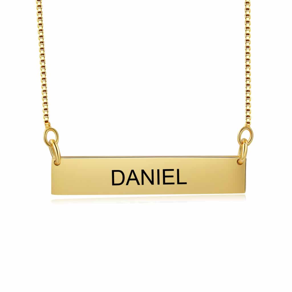Silver & Gold Bar Name Necklace [Personalized]