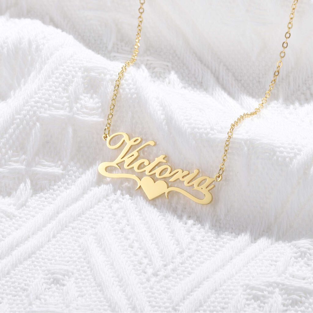 Custom Heart Name Necklace [Silver, Gold, Rose Gold]