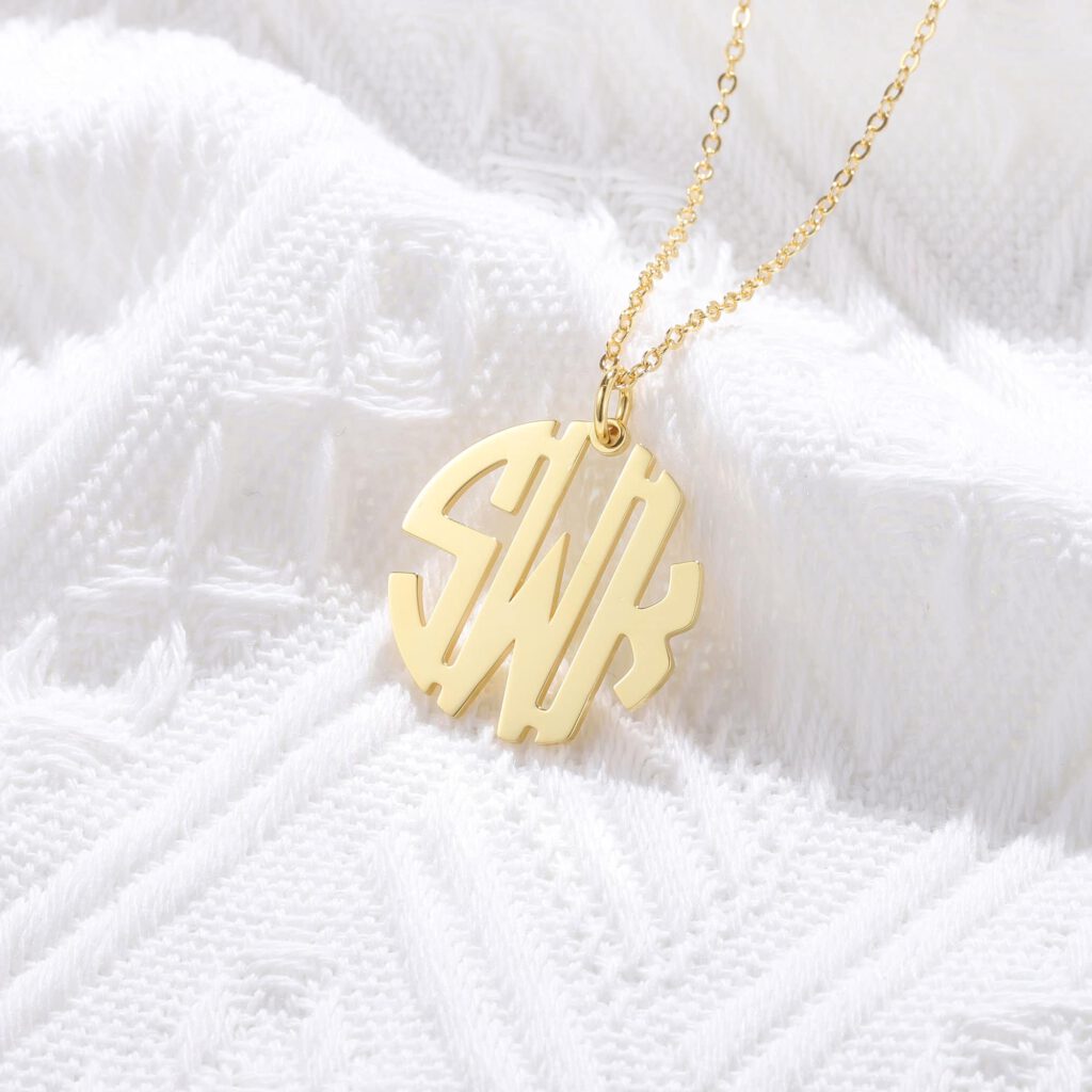 Block Letter Monogram Necklace [Silver, Gold]