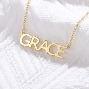 Custom Block Name Necklace - Gold, Silver & Rose Gold
