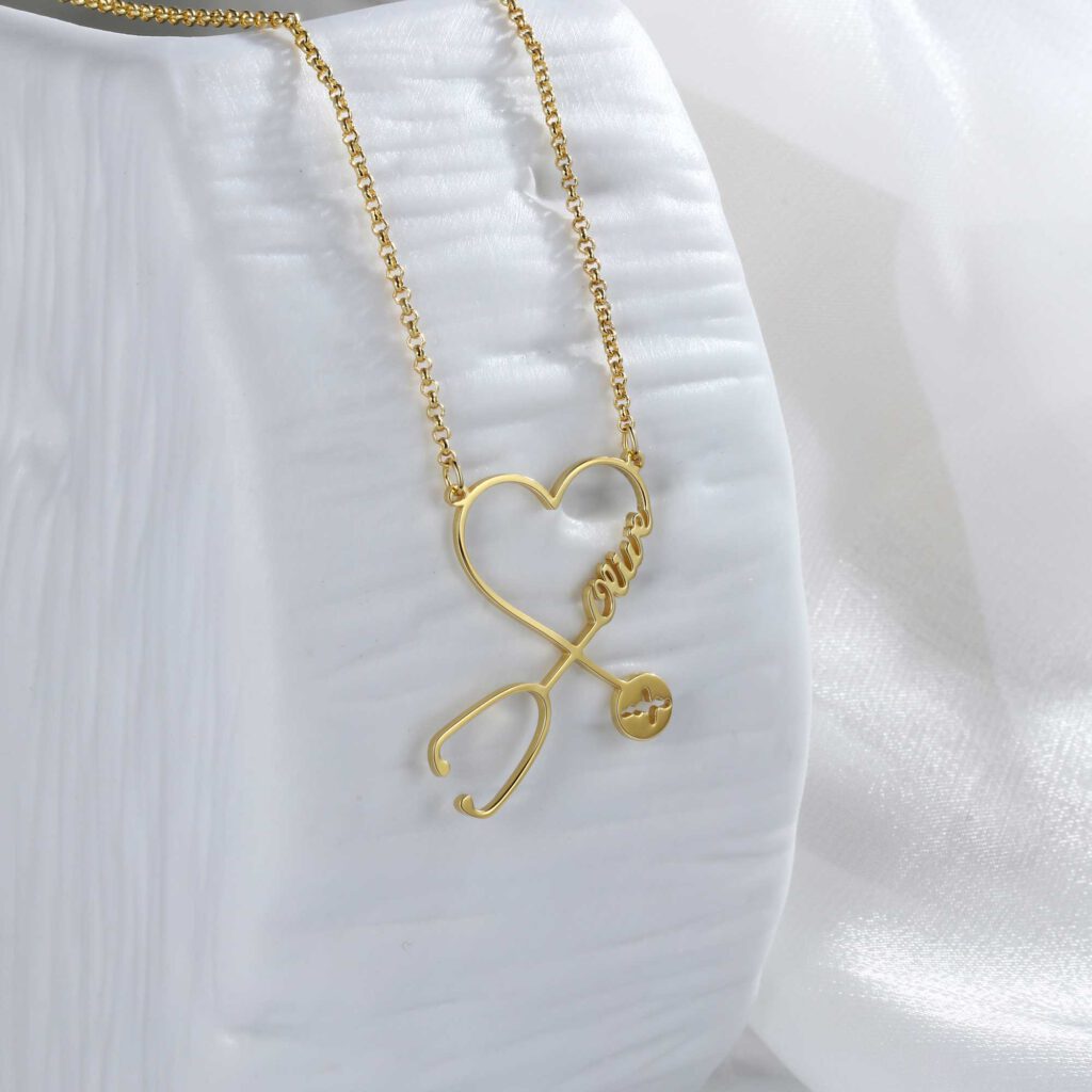 Stethoscope Necklace for Nurses (Custom Engraved Jewelry)