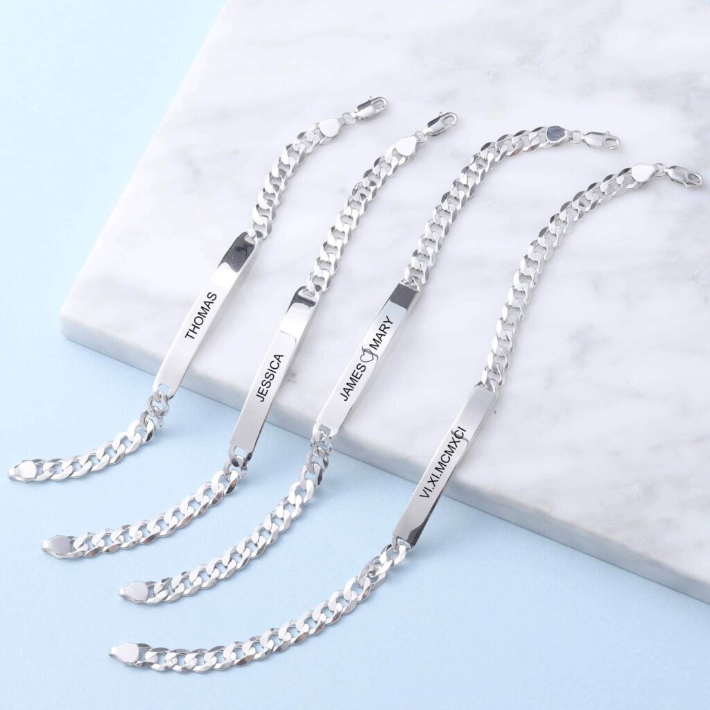Custom Engraved ID Bracelet – Stylish Curb Chain for Him & Her
