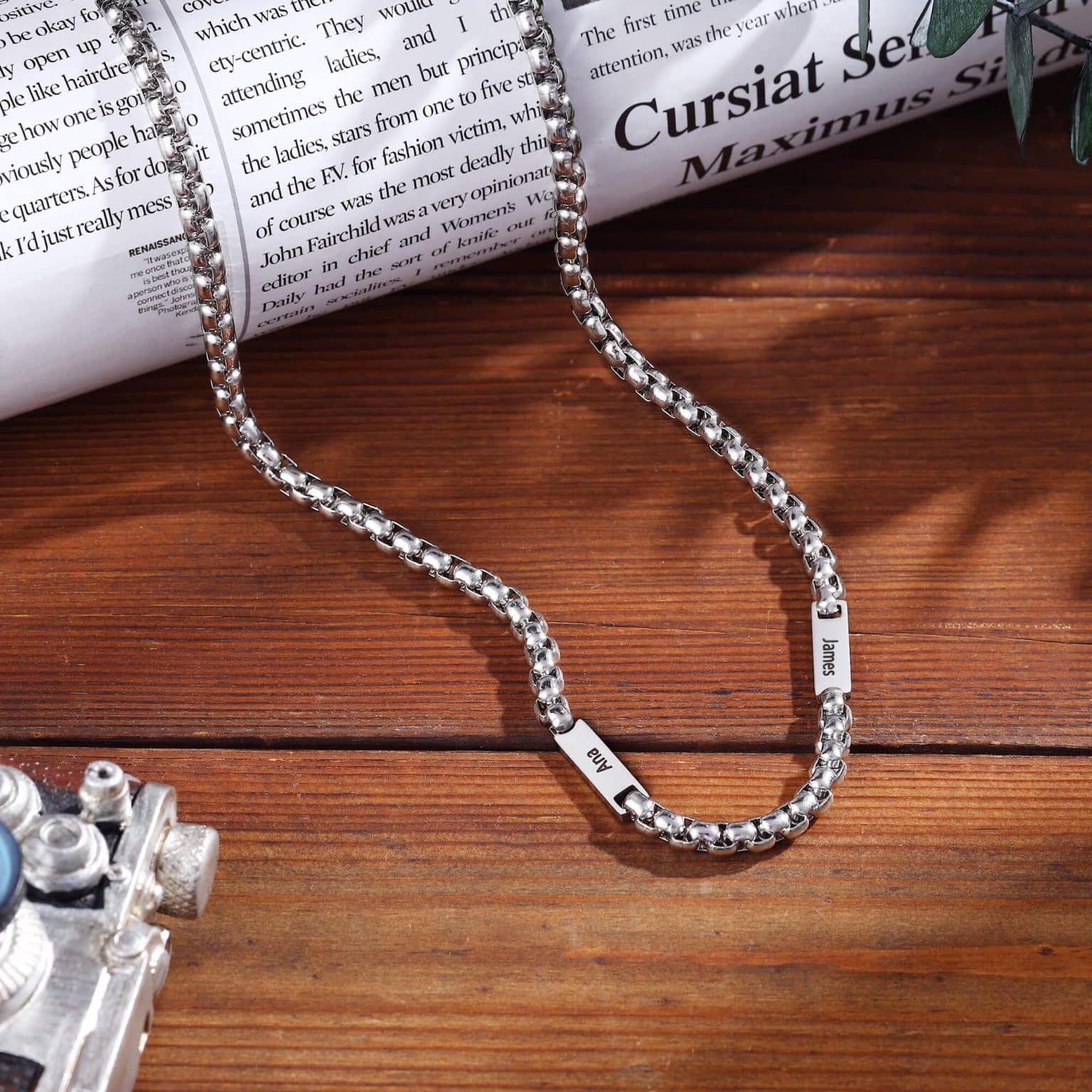 Men's Name Necklace | Curb Chain with 1-5 Custom Engraved Names