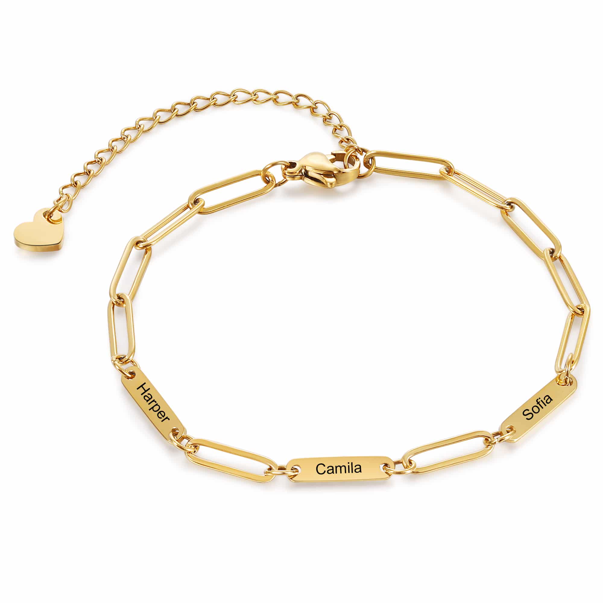 Mama Bracelet | Personalized Gold Paperclip Chain with Names