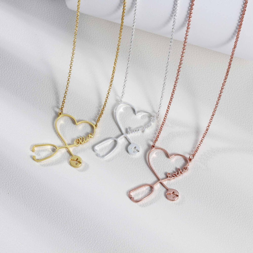 Stethoscope Necklace for Nurses (Custom Engraved Jewelry)
