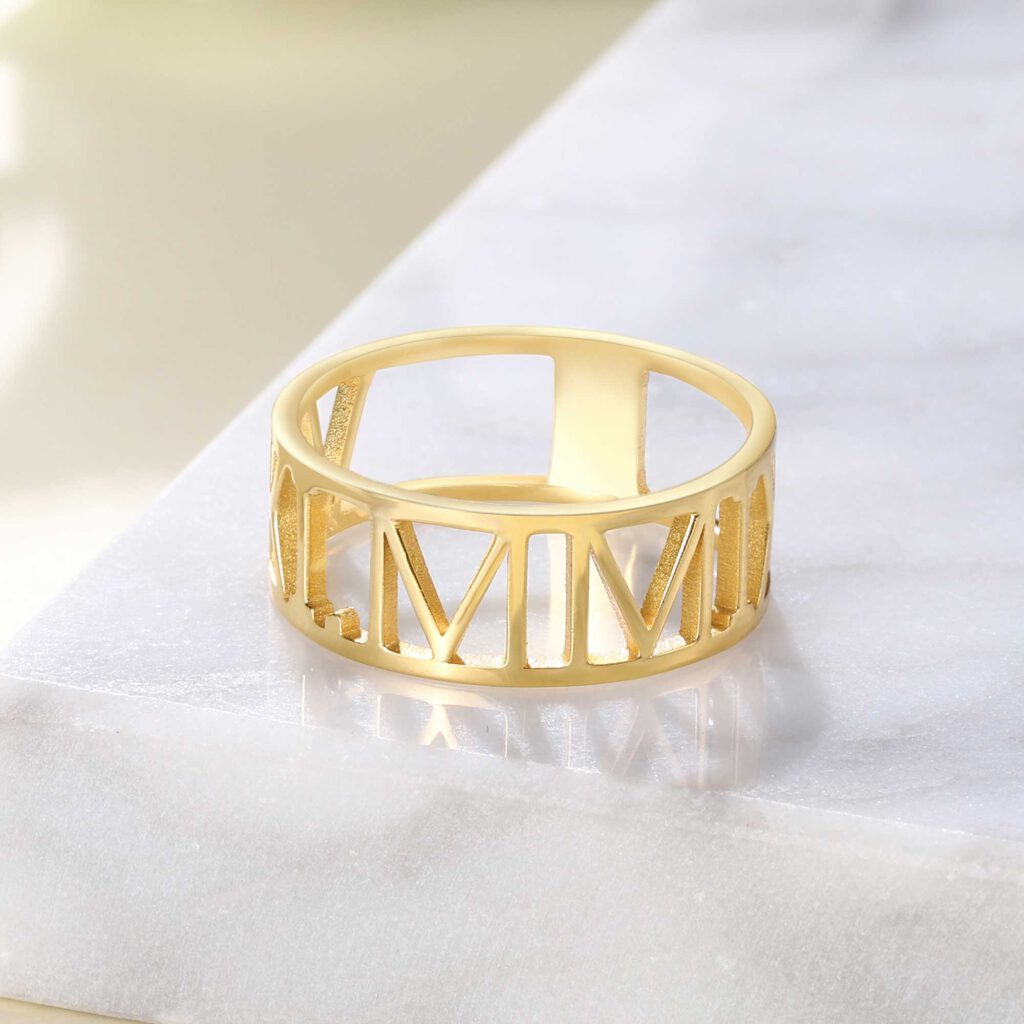 Custom Roman Numeral Ring – Silver, Gold & Rose Gold
