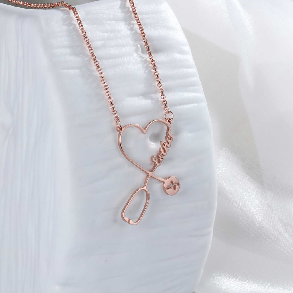 Stethoscope Necklace for Nurses (Custom Engraved Jewelry)