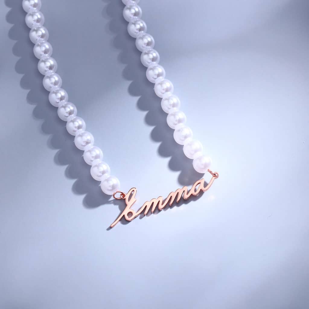Personalized Pearl Necklace with Name [Handmade] | FARUZO