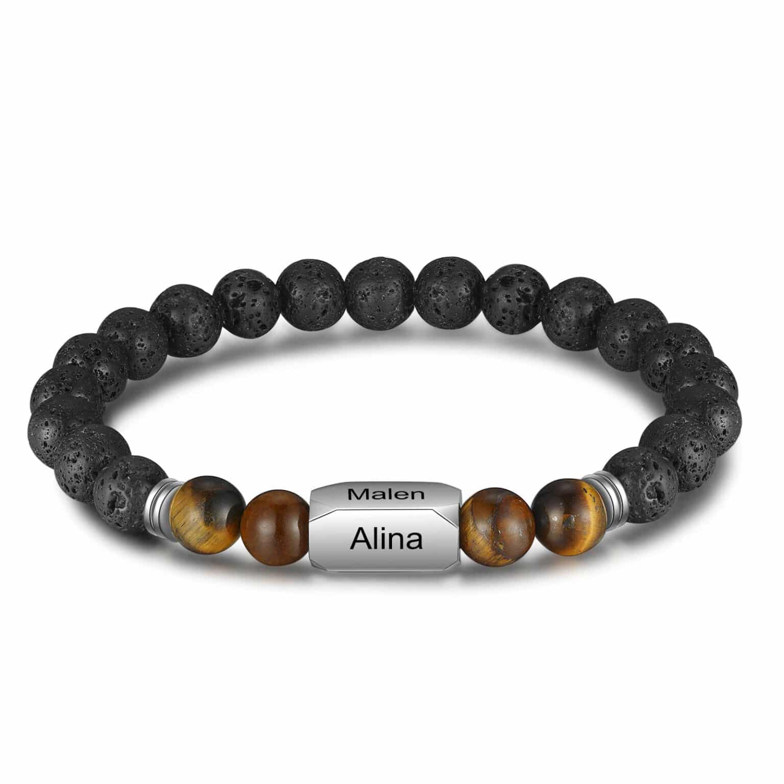 Volcanic Stone Bracelet with Names - FARUZO